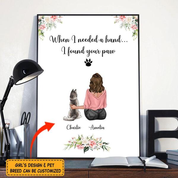 When I needed a hand I found your paw - Girl, dog and cat Personalized ...